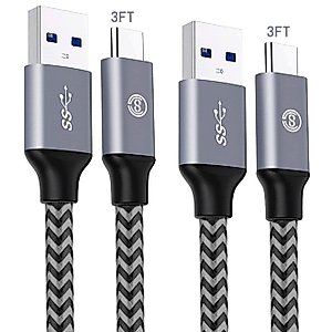 sharllen USB C Cable, [2Pack 3FT] USB 3.1 GEN1 Type C Cable to USB 3.0 A Phone Charger Cable Nylon Braided Fast Charging Cord Data Line Compatible Samsung Galaxy S10/10+ Note9/8 S9/8/8+,LG V30,HTCU11