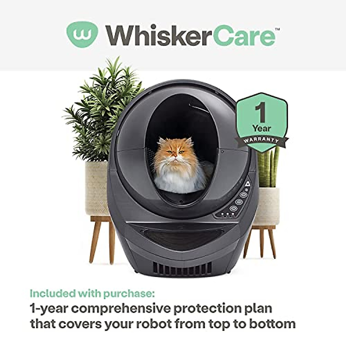 Whisker Litter-Robot 3 Connect Pro Bundle (Grey) Includes Litter-Robot 3, Litter Trap Mat, Fence, Ramp, OdorTrap Pod & 6 Refills, 100 Liners, 6 Carbon Filters, Cleaner Wipes & 1 Year WhiskerCare