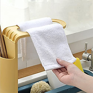 Telescopic Sink Holder, Adjustable Expandable Storage Drain Basket Rack, Sink Organizer Tray Sponge Soap Holder, Dish Cloth Hanger for Kitchen (Yellow-Blue)