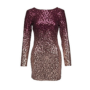 Womens Ombre Sequin Dress Bodycon Glitter Cocktail Dress Large