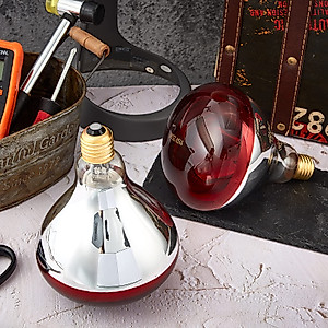 Treela 6 Pcs 110V Red Infrared Bulbs Medium E26 Base, Red Heat Lamp Flood Light Bulbs Heat Light Bulb for Bathroom Chickens Brooder Pets (250W)