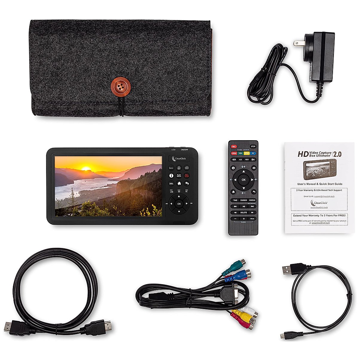 ClearClick HD Video Capture Box Ultimate 2.0 (Second Generation) - Capture and Stream Video from HDMI, RCA, VHS, VCR, DVD, Camcorders, Hi8