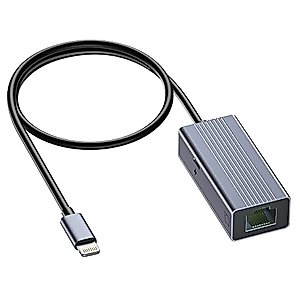 Lightning to Ethernet Adapter[Apple MFi Certified], IVSHOWCO iPhone iPad to RJ45 Ethernet LAN Network Adapter with Charging Port, 100Mbps High Speed,Plug and Play(1.65Ft)