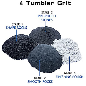 Rock Tumbler Grit 4 Steps Complete Kit,Total 3 Pounds, Can Polish Up to 20 LBS of Rocks, Rock Polishing Grit Media for Any Brand Rock Tumbler, Rock Polisher, Stone Polisher