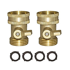 HQMPC Garden Hose Shut Off Valve 3/4" GHT Water Hose Shut Turn Off Valve Heavy Duty Hose On Off Valve Brass Shut Off Valve Hose Ball Valve 2 Pack with 4Pcs Washers