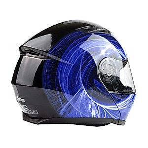 Typhoon TH158 Adult Modular Motorcycle Helmet DOT Dual Visor Full Face Flip-up - Blue Medium