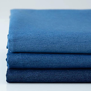 Denim 10.5 OZ 100% Cotton Fabric-150cm/59 Inches Wide Blue Washed Jean Fabric(Size:3 Yard,Color:Light Blue)