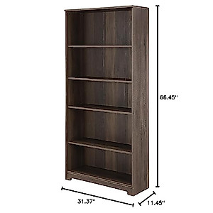 LOKATSE HOME 5-Shelf Bookcase Freestanding Display Wooden Open Storage Bookshelf for Library Bedroom and Office