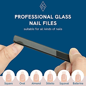 Upgrade Nano Glass Nail File Set 2PC Nail Buffer for Natural Nails, Crystal Nail File Polisher for Nail Care, Professional Manicure Set(Black and White)