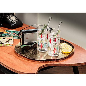 Abbott Collection Home 27-BOWLERAMA-HB Diamond Highball, 6.5 inches high, Pink/red