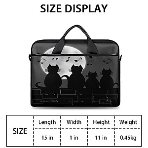 Music Cat Laptop Computer Bag Waterproof Shoulder Messenger Bag 13-15 inch Durable Laptop Tote Bag with Shoulder Strap Handle Lightweight Crossbody Briefcase