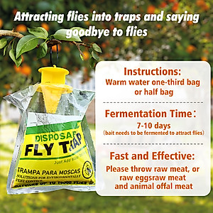 8 Pack Outdoor Hanging Fly Traps, Disposable Flies Killer Trap Bag Catcher with Natural Attractant Bait Bug Catcher and Flying Insect Trap for Outdoor Family Farm Park Orchard Garden