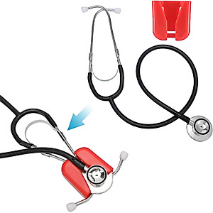 3 Pieces Stethoscope Holder Clip Plastic Nursing Waist Belt Stethoscope Holder Clip for Nurses Physicians(Cyan, Purple, Red)