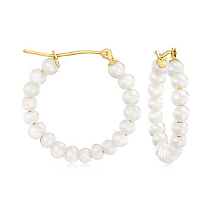 Canaria 3-3.5mm Cultured Pearl Hoop Earrings in 10kt Yellow Gold