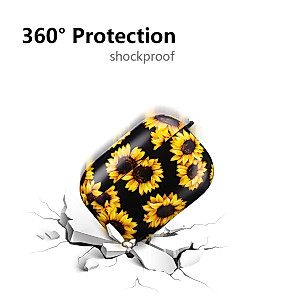 Airpods Pro Case - YOMPLOW Sunflower Case Cover Skin Protective Hard Case Cover Portable Women Girls with Keychain for Apple Airpods Pro Charging Case - Sunflower