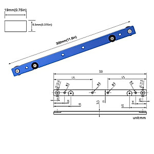 KETIPED Aluminium Alloy Miter Bar Clamping Tool Slider Table Saw Gauge Rod T-Slot Track Bar Rail for Router Tables and Woodworking,300mm-Blue