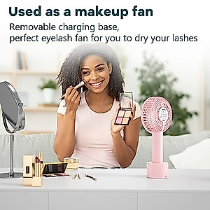 HandFan Handheld Fan Battery Operated, Portable Fan Rechargeable Personal Cooling Mute Fan with 4 Turbo Blades (B-Pink)