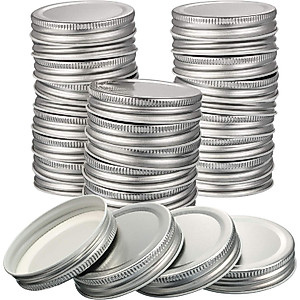 Chuangdi 30 Packs Mason Jar Lids Regular Mouth Leak Proof Secure Mason Storage Solid Caps (Silver)