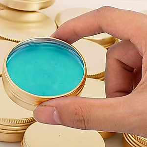 Gold 0.5 Ounce Aluminum Tin Jar Refillable Containers 15 ml Aluminum Screw Lid Round Tin Container Bottle for Cosmetic,Lip Balm, Cream, 30 Pcs