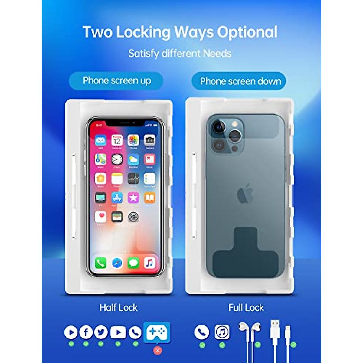 Phone Lock Box, Cell Phone Jail Box to Help Kids/Students Prevent Phone Addiction, Phone Locker, Phone Self Control Boxes for iPhone 14/13 pro/Sumsung/Google