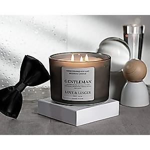 Candles for Men | Masculine Candles | Luxury Soy & Beeswax Candles for Home | 16 oz. Large Jar 3 Wick Candle | Black Tie Candle | Mens Candle | Cologne Candle