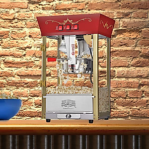 Matinee Countertop Popcorn Machine – 3 Gallon Popcorn Popper, 8oz Kettle, Warmer, and 24 All-In-One Popcorn Packs by Great Northern Popcorn (Red)