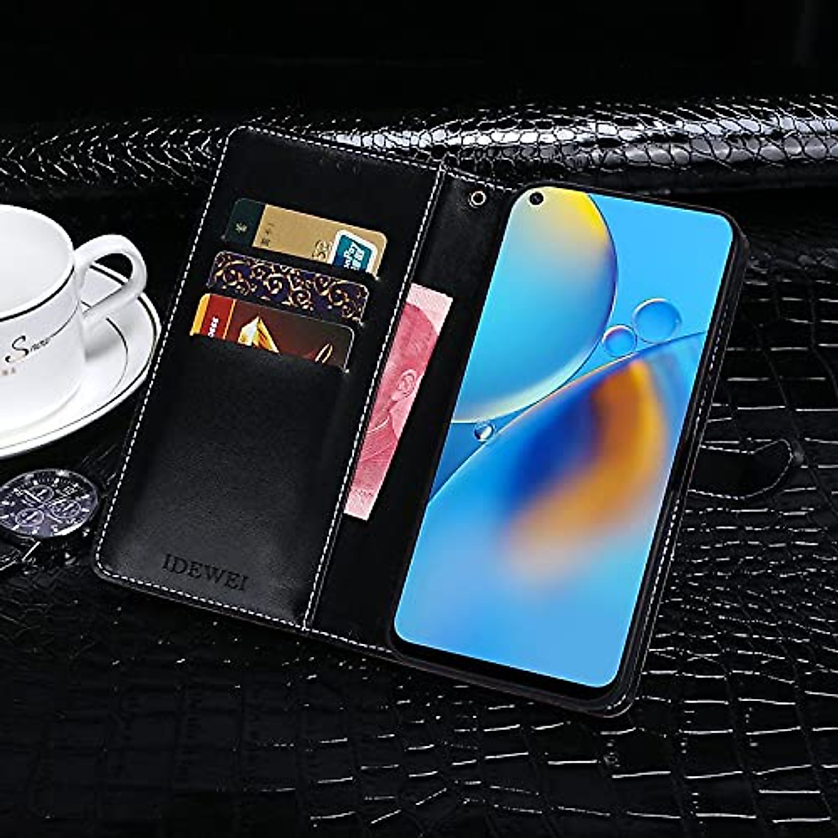Case Compatible with Oppo Reno 6 Lite,Leather Flip Case with Card Slot,Stand Holder and Magnetic Closure,Retro Case for Oppo Reno 6 Lite