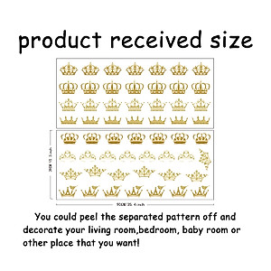SUPERDANT 8 Style Gold Crown Theme Wall Sticker Bird on Crown Wall Decals Self Adhesive Wall Decor Art Removable PVC Decal for for Girls Room Nursery Living Room Bedroom Decor
