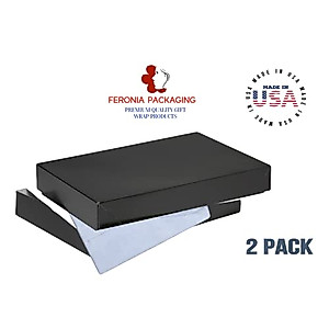 Feronia Packaging Apparel Boxes 2 Pack Men Shirt Box Women Dress Boxes Premium Gift Wrap and Art Supplies for Birthdays, Holidays, or Presents (Black)
