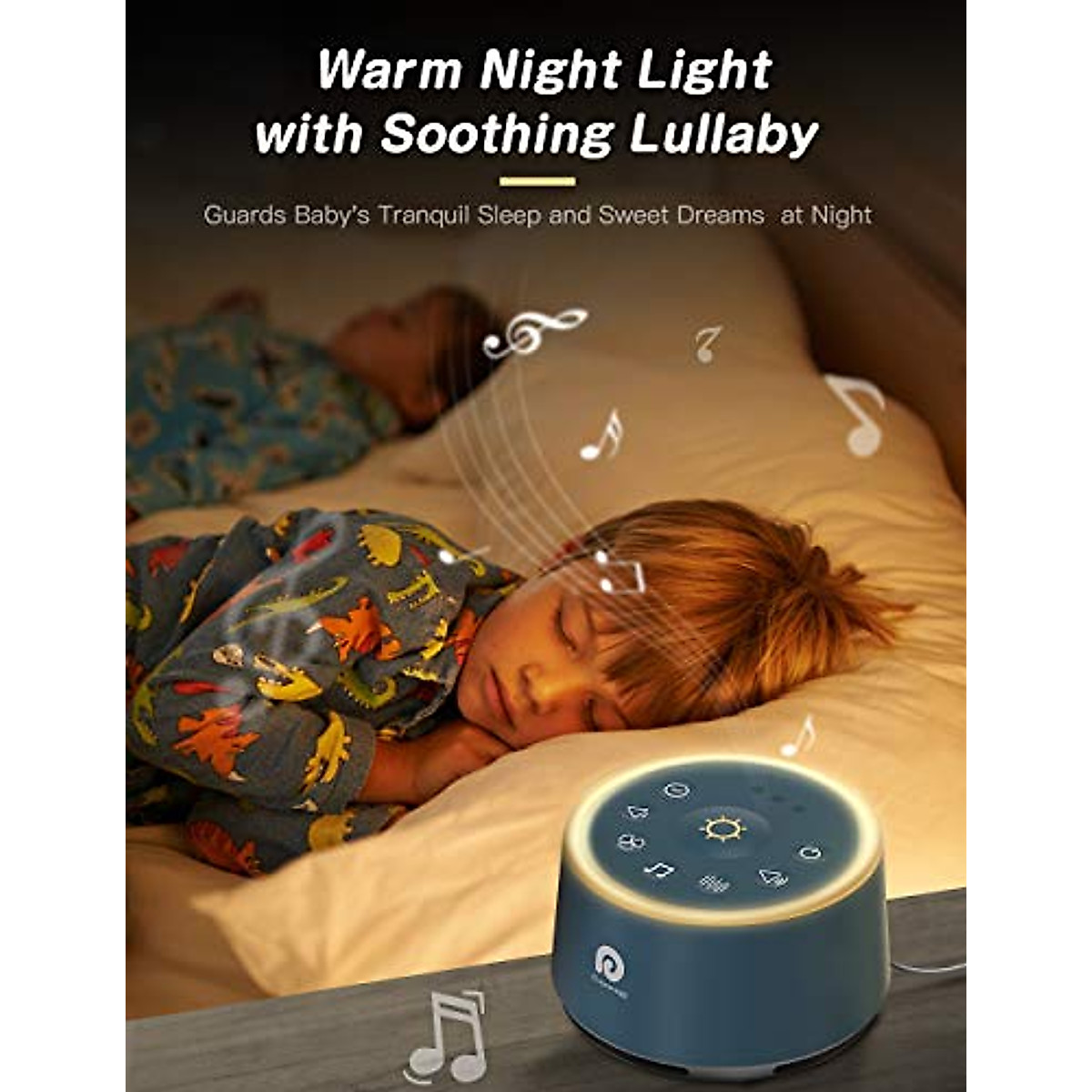 Dreamegg D1 Sound Machine - White Noise Machine with Baby Night Light for Sleeping, High Fidelity Sounds, Timer & Memory Feature, Sound Machine for Baby Adults, Home, Office, Travel (Navy Blue)