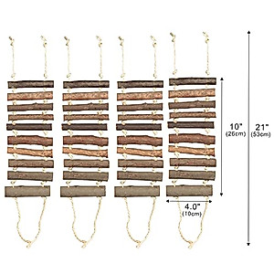 CEDAR ALPHA 4Pk 20" Natural Ladder, Hermit Crab,Bird Swing Ladder Chewing Toys Hanging,Pet Bird Cage Rodents Parakeet Ladder Bridge