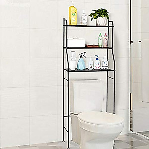 Kcelarec 4-Tier Metal Over The Toilet Bathroom Shelf Space Saver,Black (Black)