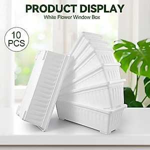 10 Pack Window Planter Box, 17 inch Rectangular Flower Planter Boxes with Tray for Indoor and Outdoor Flower Balcony Windowsill Patio Garden (White)