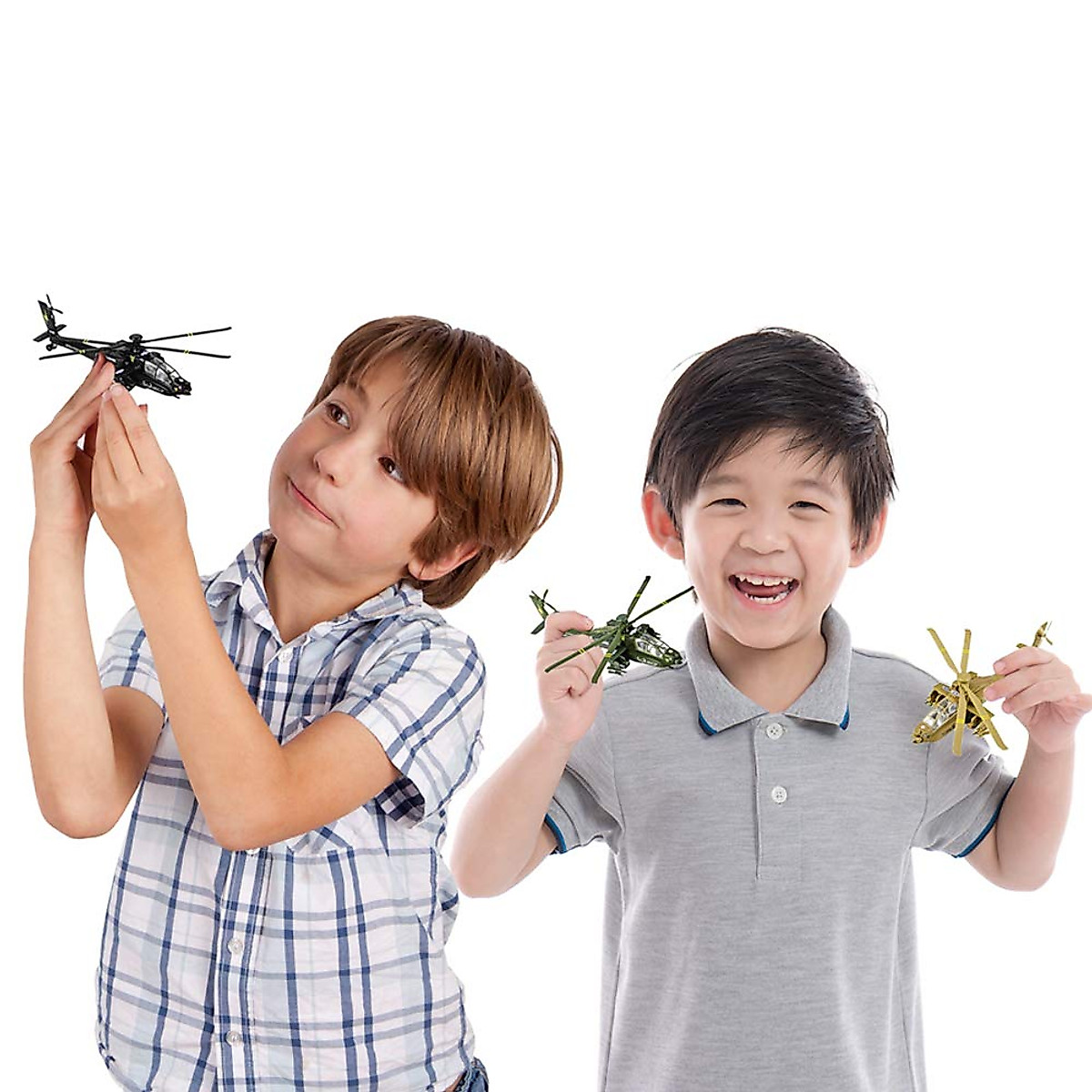 ArtCreativity Diecast Apache Helicopters with Pullback Mechanism, Set of 3, Diecast Toy Choppers with Spinning Propellers, Birthday Party Favors, Goodie Bag Fillers for Kids