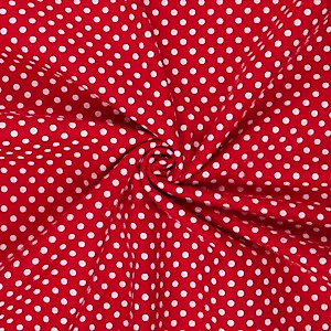 Mook Fabrics Flannel PRT Polka Dot, Red/White Cut by The Yard