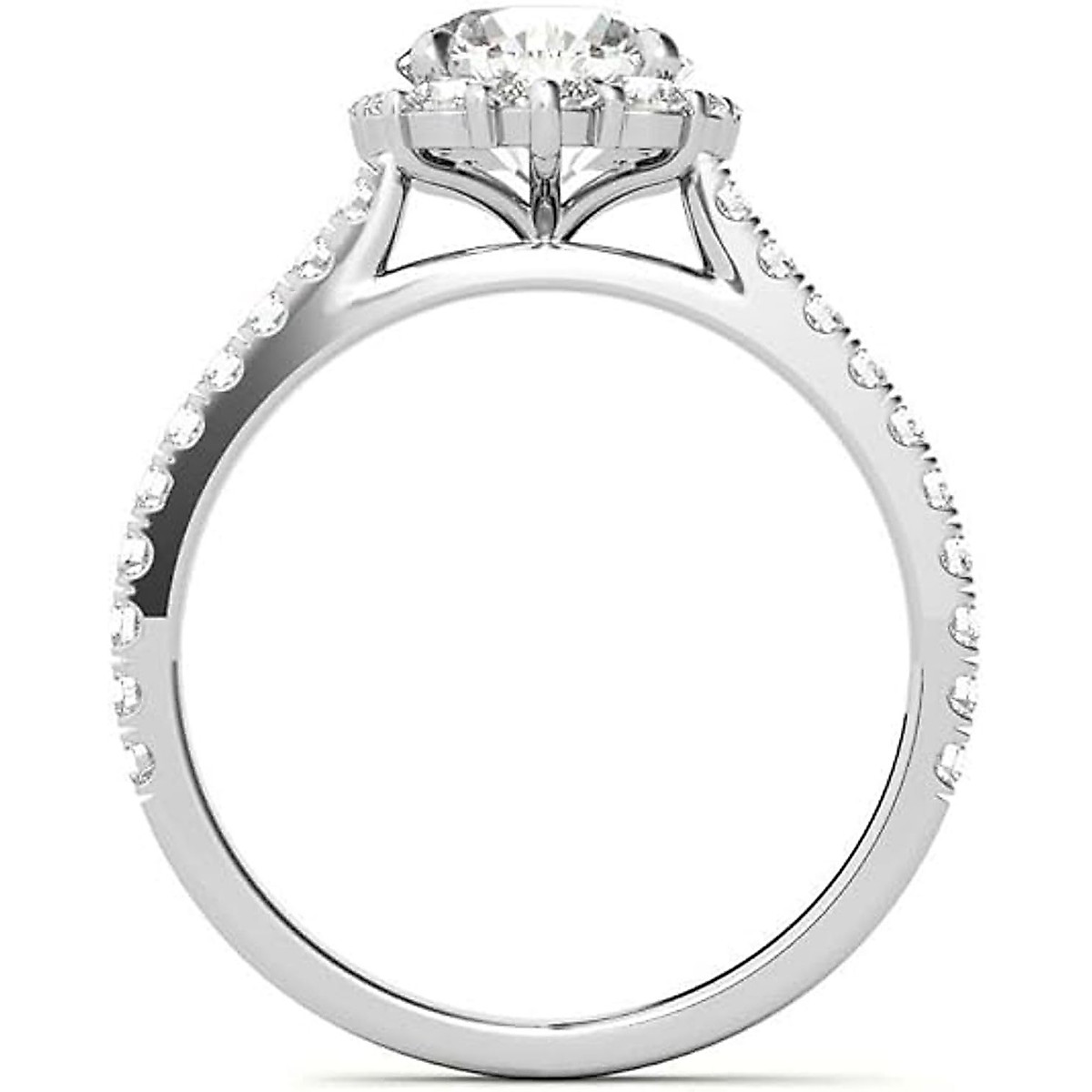 Gemone diamonds 2.50 CT Round Cut Moissanite Engagement Ring 14K White Gold & 925 Sterling Silver Floral Ring For Women Wedding Ring Anniversary Ring (White Gold, 10.5)