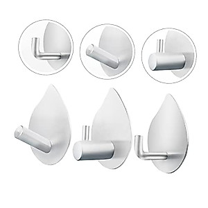 PLAFOPE Towel Robe 3pcs Heavy Adhesive Hook Steel Mount Hooks Sticky Towel for Bathroom Teardrop Wall Key Seamless Rack Hardware Stainless Kitchen on Coat Single Hanger Hanging Utility Metal Hangers