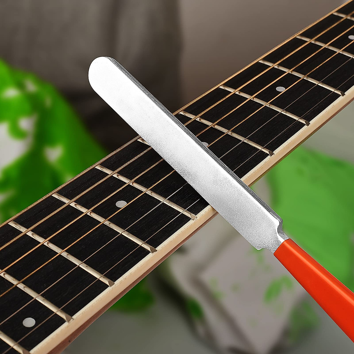 Guitar Luthier Tool Set Including Guitar Fret Crowning File, Fret Leveling Beam Sanding Leveler Beam, Fret Rocker, Fingerboard Guards, String Spreaders and Replacement Sanding Papers for Guitar Bass