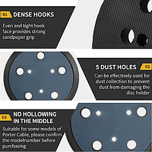 2 Pack 5 Inch 5 Hole Orbital Sander Replacement Pad for Porter Cable 333 333VS Random Orbit Sanders - Hook and Loop Sanding Pad Parts for Porter Cable 13904/13909