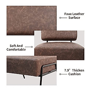 CLATINA Mid Century Modern Accent Chair for Living Room, Bedroom Comfy Reading Chair for Living Room, Bedroom Makeup Chair Guest Sofa (Brown)