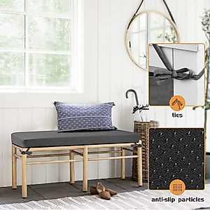 FINDEN Bench Cushion 45 inch, Non-Slip Bench Cushion for Indoor/Outdoor Furniture, Long Seat Cushion for Window Patio Piano Garden Storage, (45x18x3) Brown