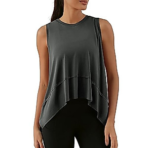 ODODOS Women's Modal Soft Sleeveless Crop Top Athletic Gym Workout Tee Cropped Yoga Tank, Black, Small