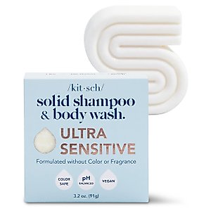 Kitsch 2-in-1 Shampoo Bar & Body Wash Bar for Sensitive Scalp & Skin, Made in US, Ultra Sensitive Shampoo Bars for Hair & Body, Vegan Soap Bar, 5 Ingredients Only, Scent Free, Paraben Free, 3.2oz