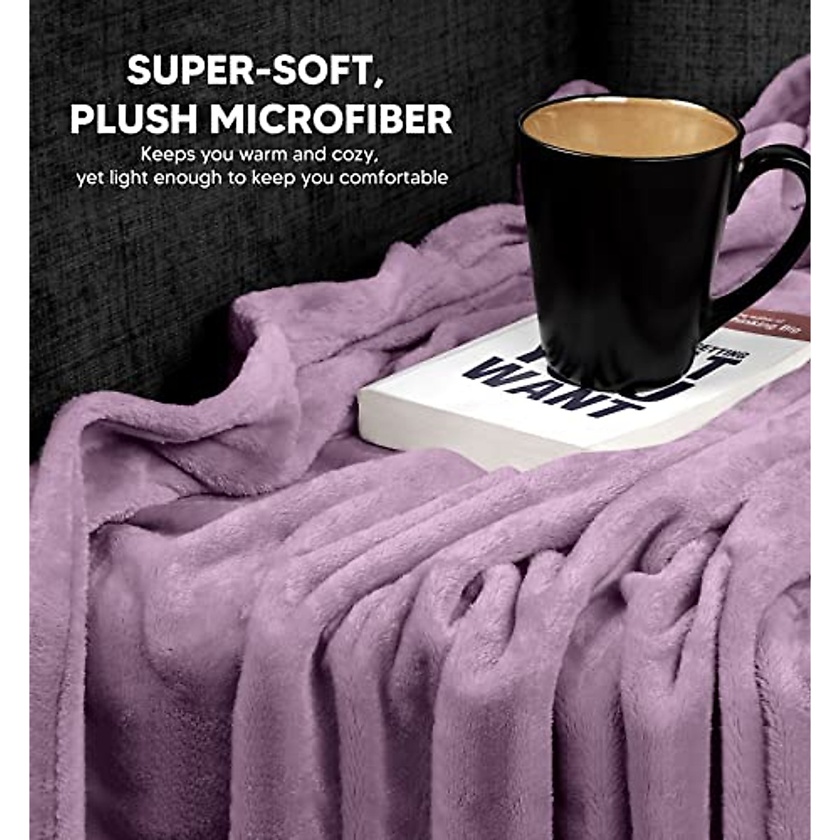 Utopia Bedding Fleece Blanket Queen Size Lilac 300GSM Luxury Fuzzy Soft Anti-Static Microfiber Bed Blanket (90x90 Inches)