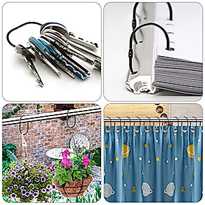 Shower Curtain Rings,24 Pcs Rustproof Metal Shower Hooks for Shower Curtain,Glide Smoothly Oval Shower Rings for Curtain,Shower Curtain Rings for Bathroom Shower Rod,Snap Joint Design (Black)