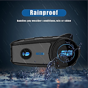 SCSETC Motorcycle Helmet Bluetooth Headset S8 Motorcycle Bluetooth Headset 1000m 2 Riders Intercom, Communication System Headset Universal Wireless Interphone (Waterproof/Handsfree/Stereo Music/GPS)