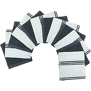 Oakias Terry Dish Cloths Grey (12 Pack, 12 x 12 Inches) – Cotton Dish Towels – Highly Absorbent & Quick Drying Kitchen Towels – Pop Corn Style…