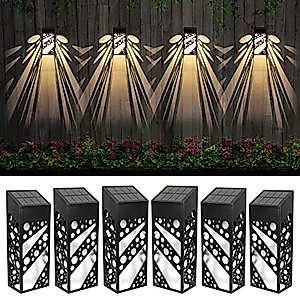 Solar Fence Lights, 6 Pack Waterproof Solar Wall Lights with RGB & Warm White Mode, Lighting Decorative Garden Lights with Auto On/Off, Perfect for Fence, Backyard, Garden, Front Door, Patio.
