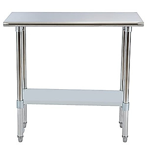 Stainless Steel Work Table w/ Undershelf ,36" x 24" inch Commercial Kitchen Work & Prep Table for for Restaurant, Home and Hotel.