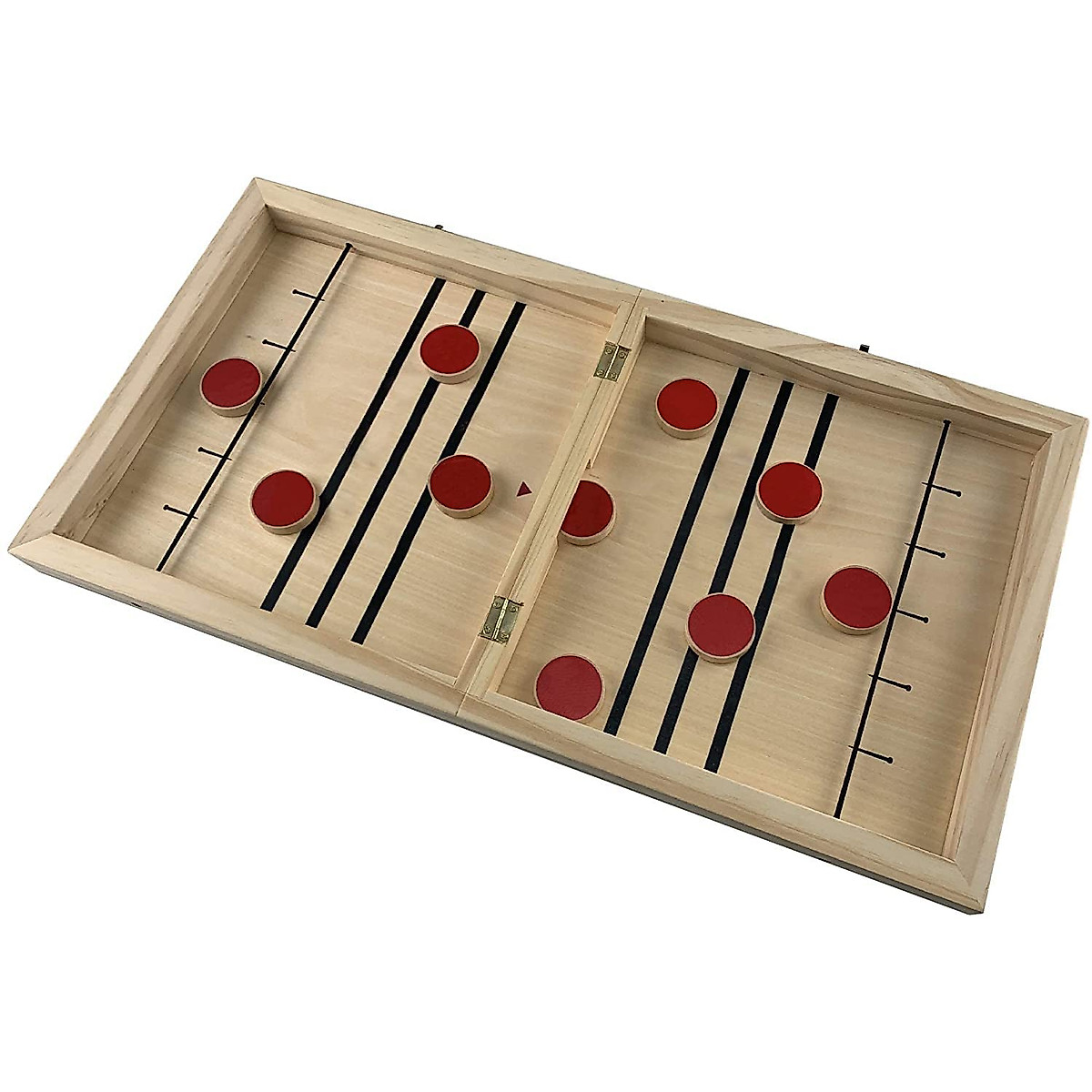 Sling Puck Game, Chess Game Set, Fast Sling Puck Game with Chess Game, 2 in 1 Board Game Set, Large Size 22.7 in x 12.5 in, Wooden Hockey Table Game